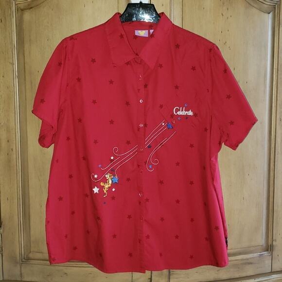Disney | Tops | Disney Tiger Embroideredshortsleeve Button Down Shirt ...